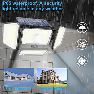 2 Pack Solar Outdoor Lights,4 Heads 268 LED 3000LM Solar Motion Sensor Lights, IP65 Waterproof Wireless Solar Security Lights, LED Flood Lights for Garage Yard Pathway