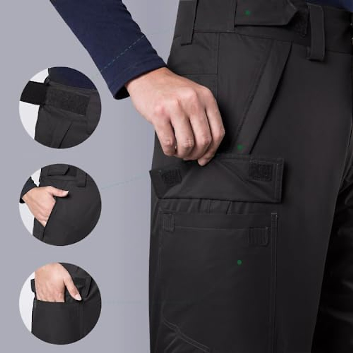 FREE SOLDIER Men's Waterproof Warm Snowboard Insulated Pants Winter Ski Snow Pants Small(30-32)/32L