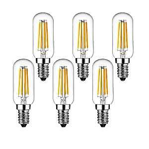 SHUWDKAR E14 LED Bulb 4W Equal 40W LED Candelabra Bulb Warm White 2700K T6 Clear Vintage E14 European Base Edison Bulb for Chandeliers,Ceiling Fan,Pendant,6 Pack