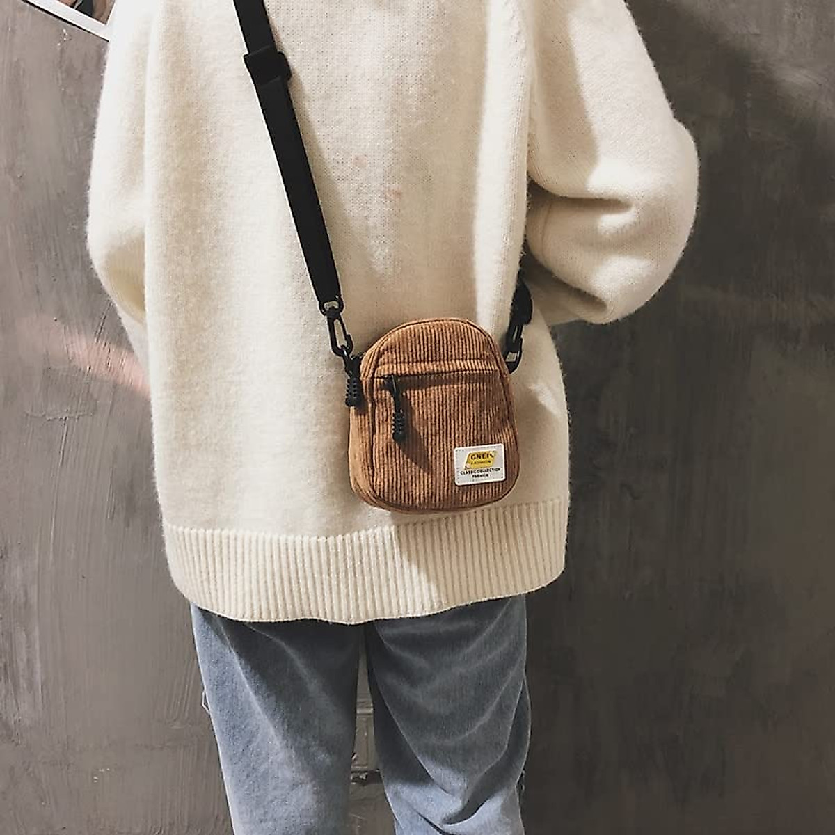 RICHTRUE Corduroy Purse Small Crossbody Bag Mens Bag Purses for Women Crossbody Bag Aesthetic Purse (Brown)