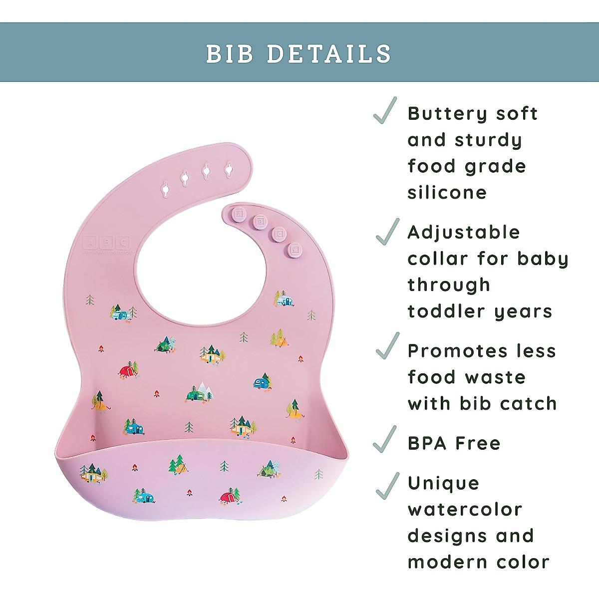Austin Baby Co Mess Proof Silicone Bibs for Babies – Perfect Travel Toddler Bibs for Baby Boy or Baby Girl – Waterproof with Adjustable Collar, Soft Food Grade Silicone, BPA Free