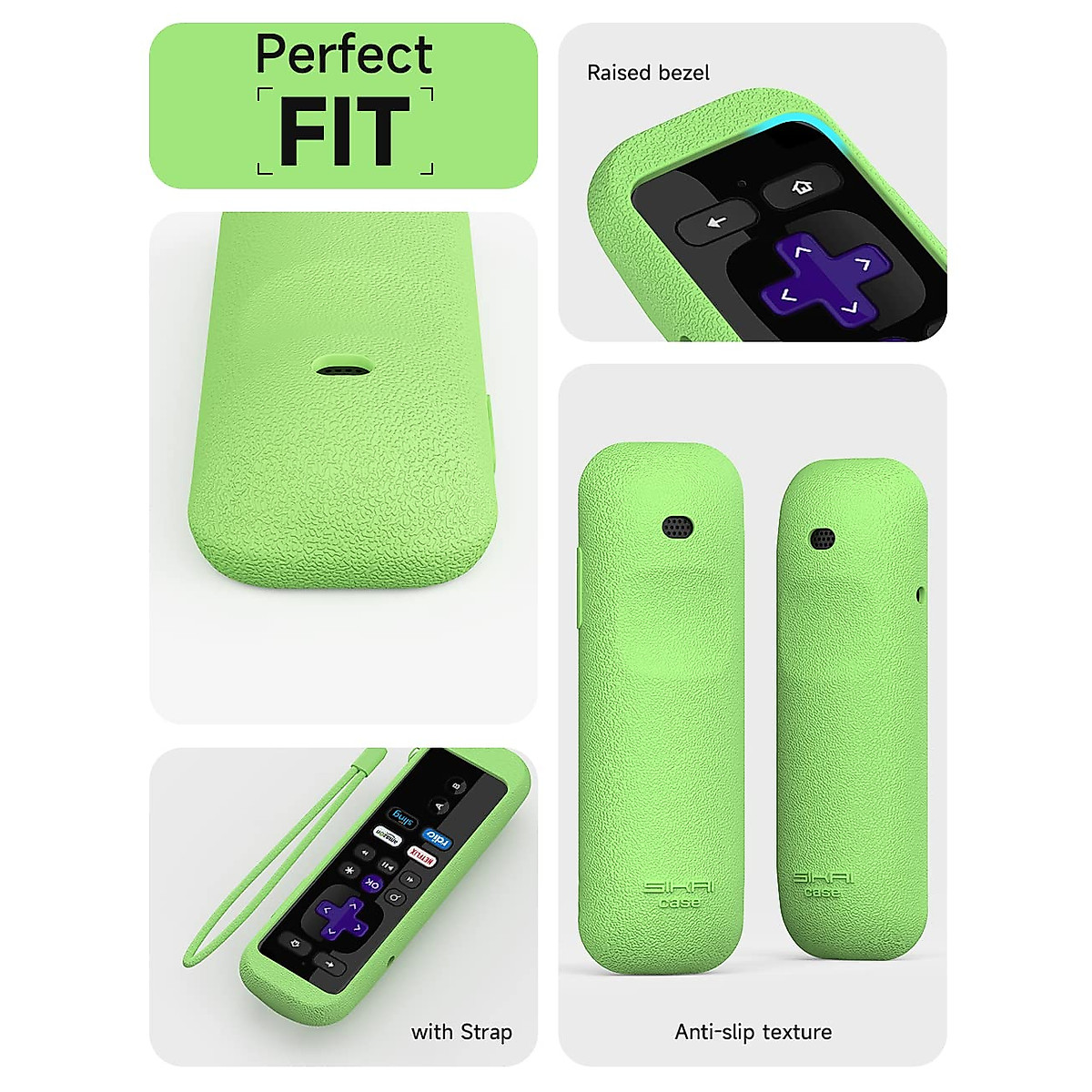 Roku Gaming Remote Case SIKAI Shockproof Protective Case for Roku 3 (4230 and 4200) Roku 2 (4210) RC54R Enhanced Remote Anti-Slip Washable Dust-Proof Anti-Lost with Hand Strap (Glow in Dark Green)