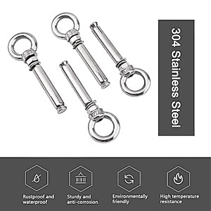 INCREWAY Expansion Bolt, 4 Pcs 304 Stainless Steel Ring Lifting Anchor Eyebolt Expansion Screw with Ring Closed Hook Internal Expansion Bolt Fastner for Concrete Wall, M8 x 80mm