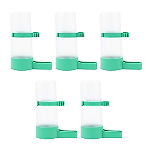 DOITOOL Parakeet Feeder 5PCS Bird Water Feeder- Reusable Bird Water Dispenser for Cage- Small Automatic Bird Feeder for Sparrow Chicken Parrots Quail Budgie Cockatiel Clear Container