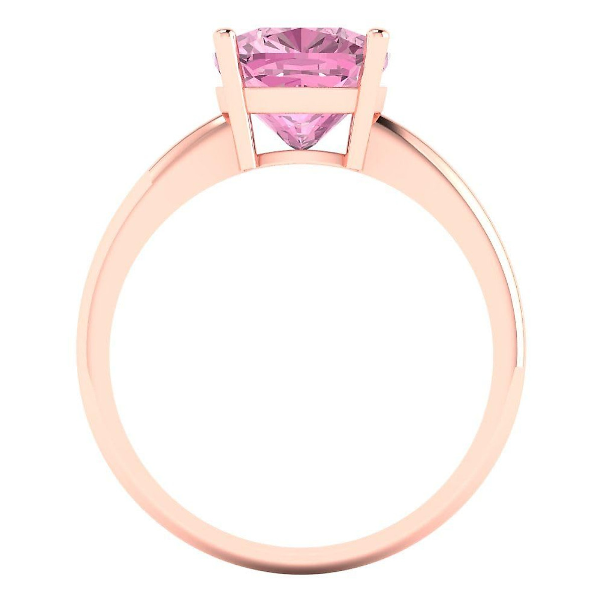 Clara Pucci 2.4ct Cushion Cut Solitaire Pink Simulated Diamond Cubic Zirconia Bridal Designer Wedding Anniversary Ring 14k Rose Gold