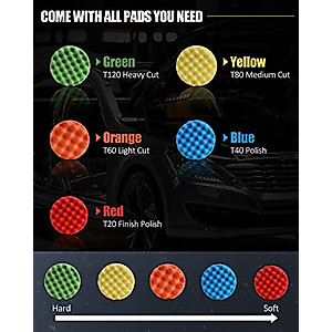 SILVEL Buffer Polisher, 1600W 7 Inch/6 Inch Rotary Car Buffer Polisher Waxer, 7 Variable Speed 1000-3500 RPM, Detachable Handle for Car, Boat Sanding, Polishing, Waxing