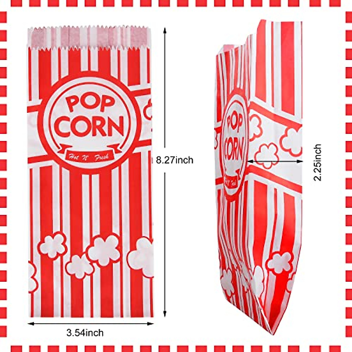 500 Pieces Paper Popcorn Bags, 1 oz Popcorn Bags Individual Servings for Popcorn Machine Party, Pop Corn Bag Bulk