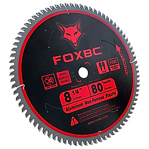 FOXBC 8-1/4 Inch Metal Cutting Table Saw Blade 80-Tooth TCG for Aluminum, Copper, Plastic, Brass, Fiberglass with 5/8-Inch Arbor