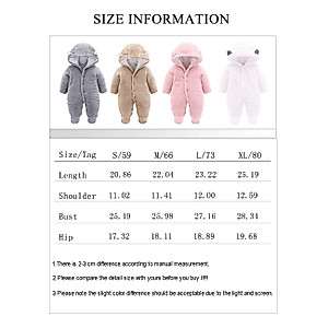 XMWEALTHY Unisex Baby Clothes Winter Coats Cute Newborn Infant Jumpsuit Snowsuit Bodysuits Baby Gifts Girl Boy Khaki M
