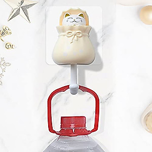 4 Pcs Coat Hooks Lucky Bag Cat Shape Strong Viscose Punch Free Hooks, Cute Wall Coat Hook for Hanging Hats, Coats, Keys and Towels, Wardrobe Decoration Creative Hooks (Blue+Pink+White+Yellow)