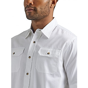 Wrangler Authentics mens Short Sleeve Classic Woven Button Down Shirt, Bright White, Large US
