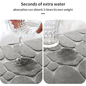 YIHOUSE Memory Foam Runner Rug, Cobblestone Bathroom Runner Rugs Super Water Absorbent Bath Mats for Bathroom Machine Washable Bath Rugs Runner for Hallway Bedroom Laundry Room(24 x 47,Light Gray)