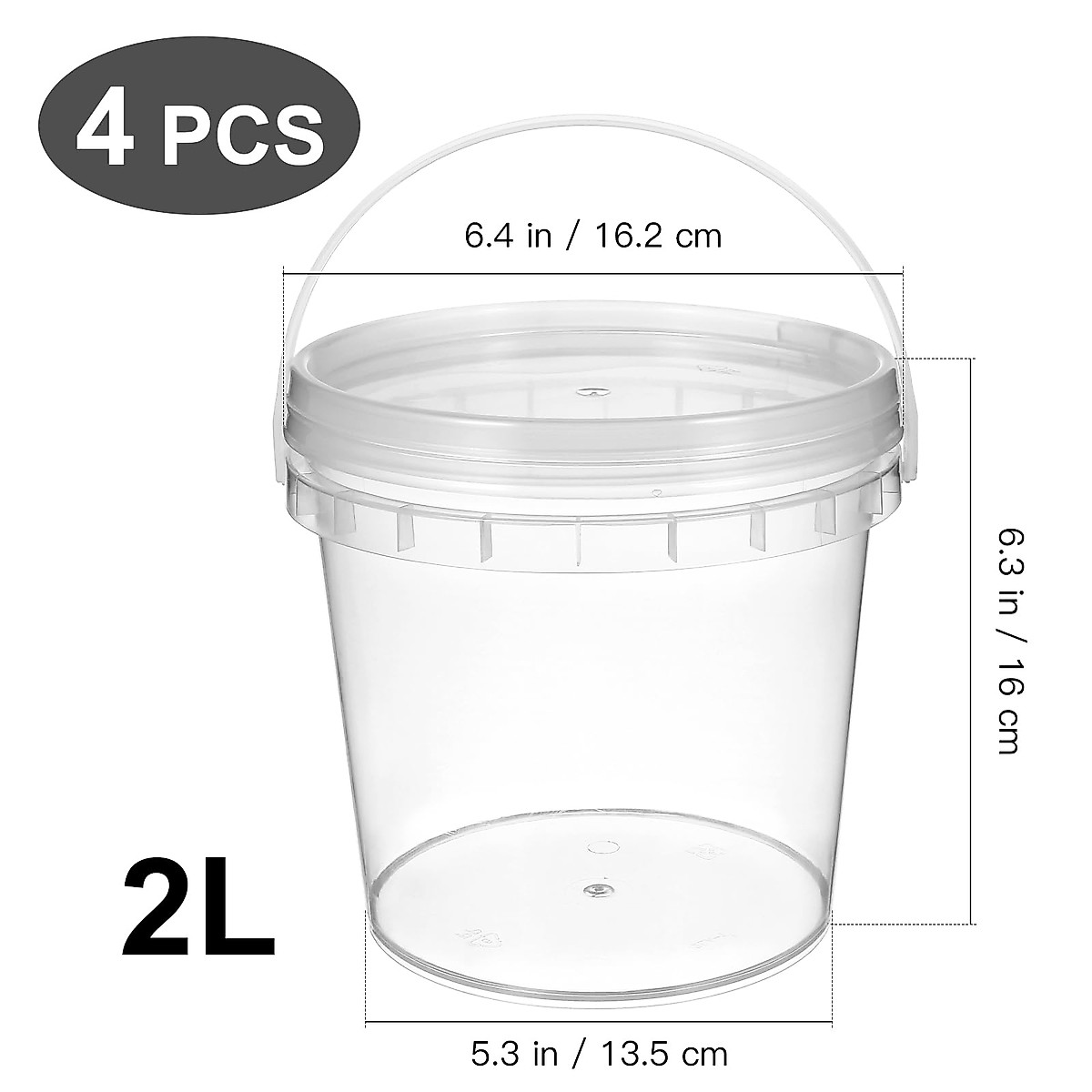 GANAZONO 4Pcs 2L Ice Cream Bucket with Handle Reusable Round Food Storage Bucket Ice Bucket Summer Jelly Cold Drink Juice Bucket