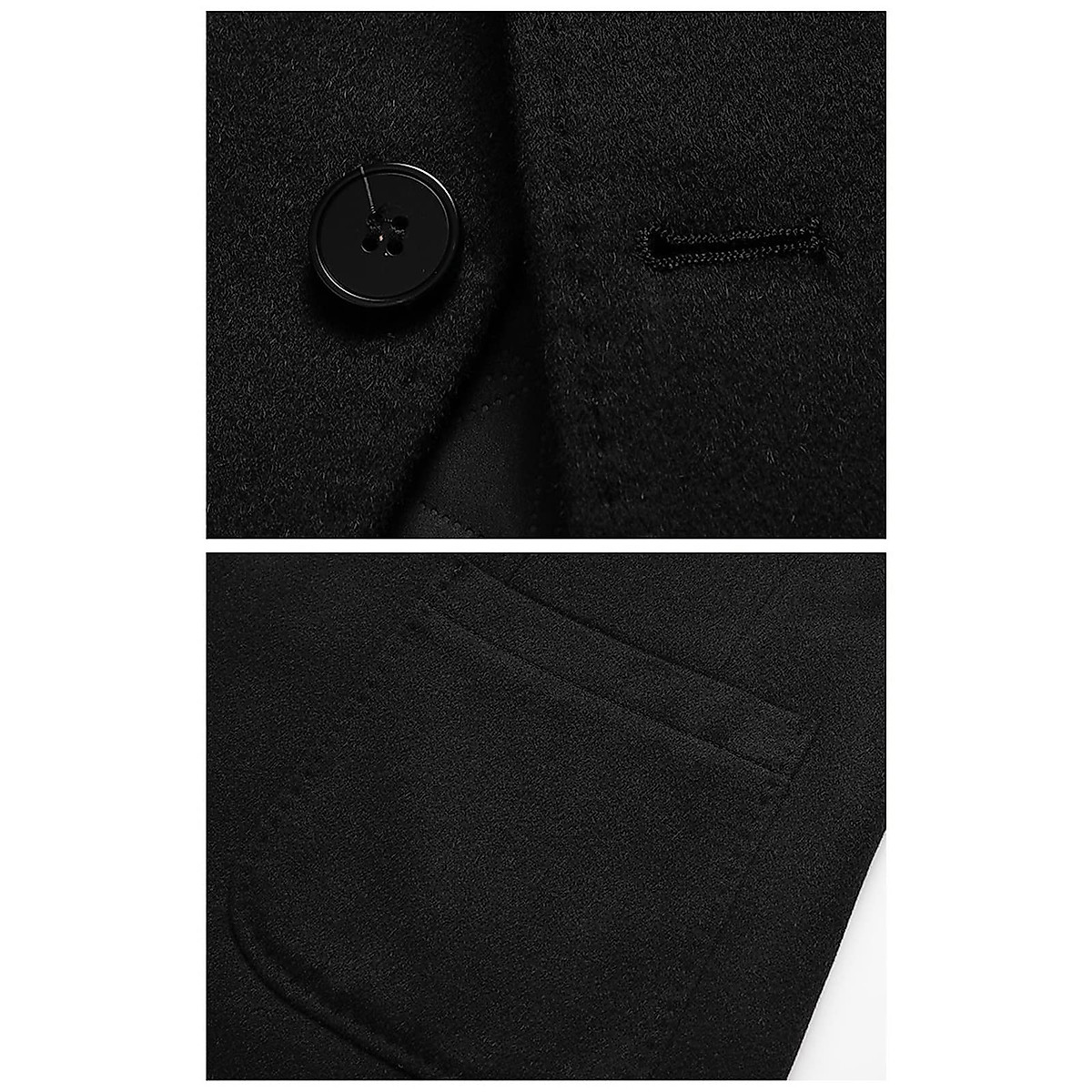 Men's Casual Wool Suit Blazer Two Button Tweed Lightweight Sport Coat Notched Lapel Slim Fit Daily Jacket Black