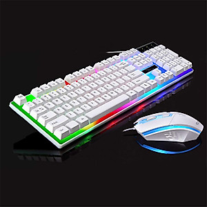 Game Keyboard keboard for Gaming USB Computer Keyboard Office Keyboard Gaming Keyboard Mechanical Keyboard Lighted Keyboard LED Keyboard USB Keyboard White Mouse and Keyboard Wired