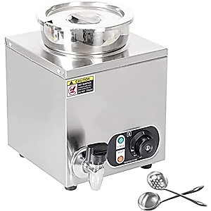 Commercial Countertop Food Warmer,1000W Electric Food Warmer,14L Stainless Steel Countertop Soup Pot,Professional Soup Warmer Heat Preservation Machine for Chocolate, Cheese, Pearl