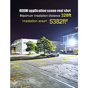 Kekeou Stadium Lights LED Flood Light Outdoor Field Lights 400W Exterior 44000LM 6500K IP67 Waterproof Adjustable Lighting Arena Lights