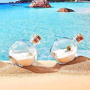 12 Pcs Spherical Glass Bottles with Cork 8.5 oz Round Potion Bottles Clear Halloween Potion Bottles Decor Decorative Glass Sphere Jar for Sand Costume Props DIY Crafts