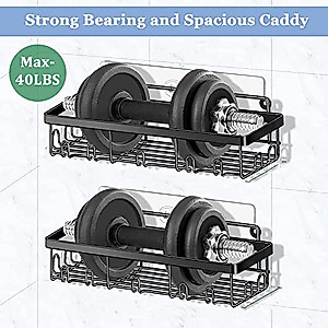 Amouttel 4-Pack Shower Caddy Basket Shelf with Soap Holder,Adhesive No Drilling Wall Mount Shower Shelf for Inside Shower,Black Stainless Steel Bathroom Shower Storage Organizer with Hooks