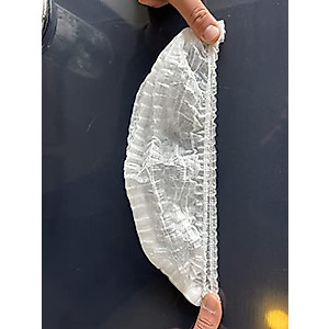 Disposable Bouffant Caps, 100 Pcs, 20 inches White Disposable Nonwoven Bouffant Caps Hair net Hair Sleeves with Swivel Side Headbands, Unisex, Perfect for Sleeping Hair Nets, Head Cover Food Service