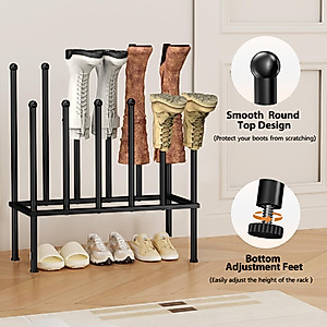 PLKOW Boot Rack Organizer, Metal Free Standing Shoe Racks for Tall Boots, 2 Tier Boot Holder Fits for 6 Pairs, Boot Storage Organizer for Entryway, Garden, Outdoor, Bedroom