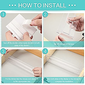 Hoteam 24 Pack Drawer Dividers Organizers for Clothes Adjustable Kitchen Drawer Organizer 3.2 Inch High Dresser Expandable from 11-19 Inch Clear Plastic Separators for Clothing Kitchen Dresser