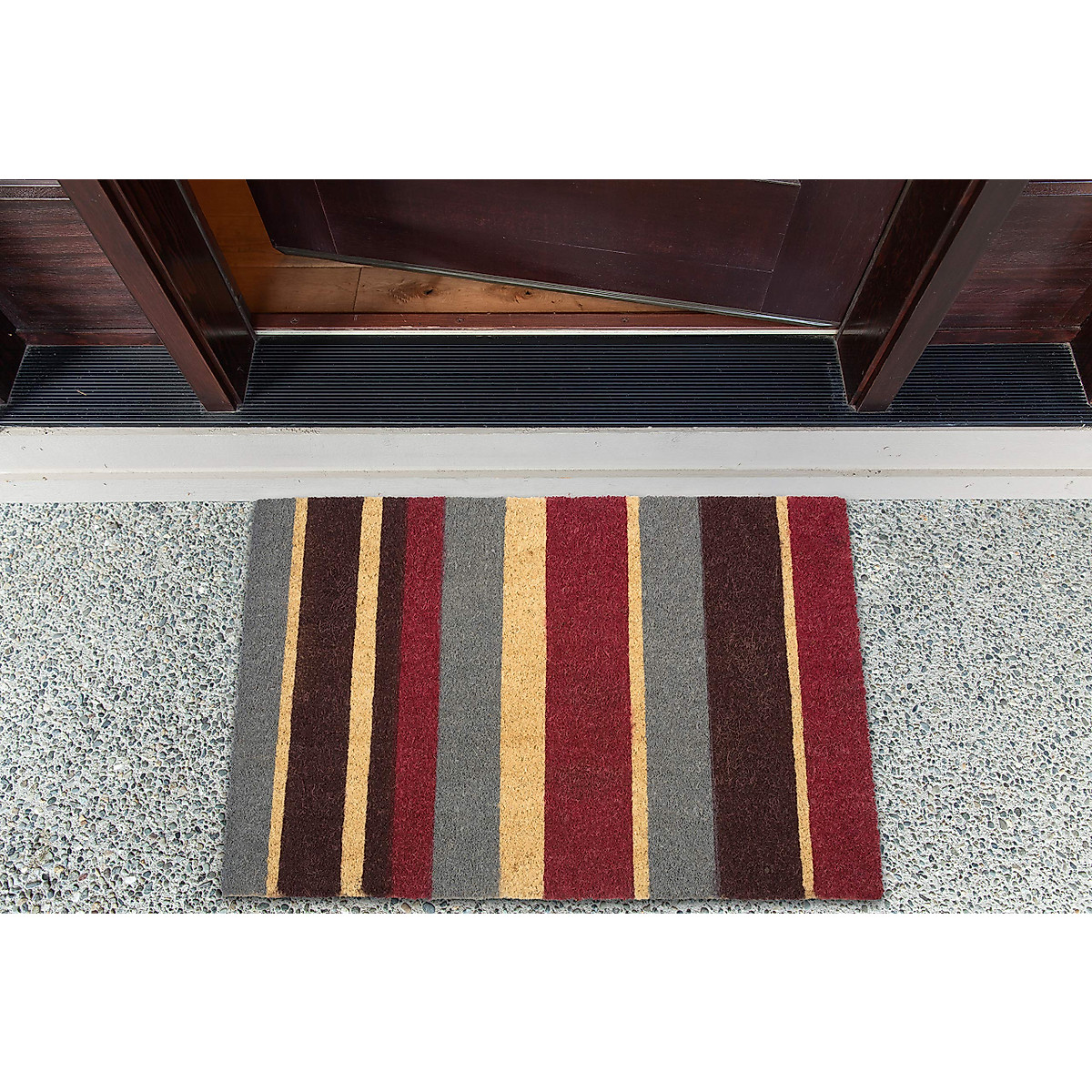 DII Colorful Design Natural Coir Doormat, 18x30, Multi Stripe
