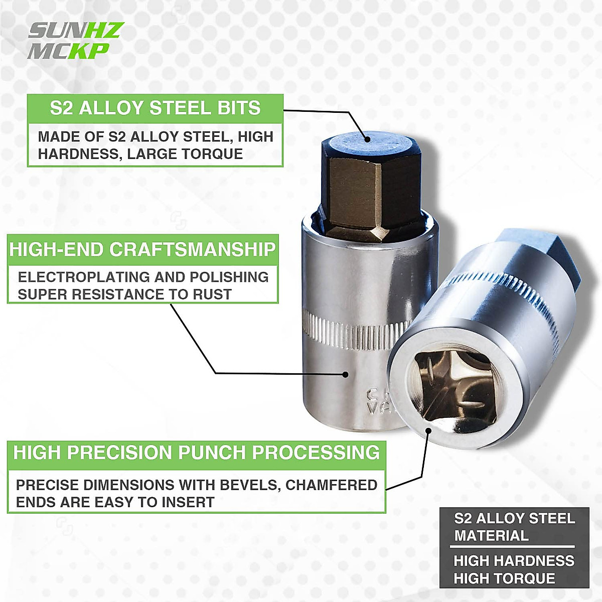 SUNHZMCKP Master Hex Bit Socket Set, 32 Piece 1/4", 3/8", & 1/2" Drives| S2 Steel Machined Bits | Standard SAE and Metric Sized Sockets