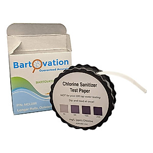 Chlorine Sani Test Strips for Food Service Restaurant Sanitizer Bleach Test Paper, 10-200 ppm [5 Meter Roll]