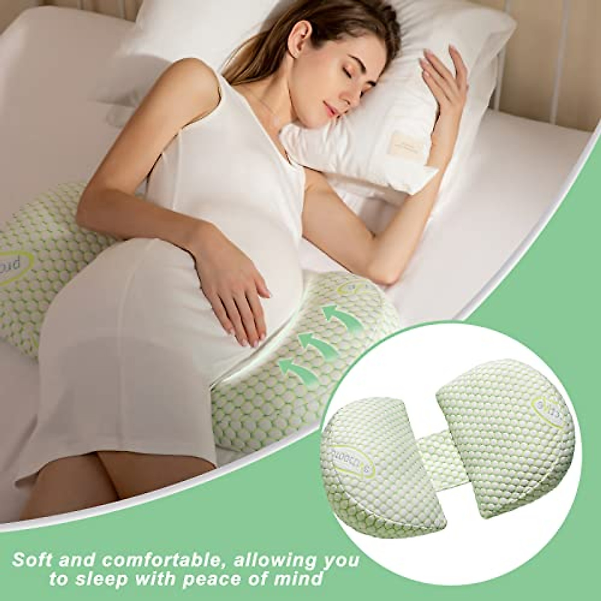 Pregnancy Pillows for Sleeping, Maternity Pillow, Supports The Belly, Back, Hips and Legs of Pregnant Women, Pregnancy Must Haves Body Pillow, Adjustable and Removable Pillowcase,Golden.