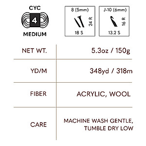 Lion Brand Yarn Wool Ease Fair Isle Yarn, 1 Pack, Charcoal/Medium Grey