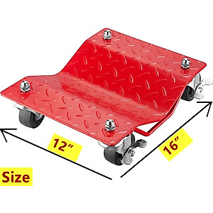 Parts-Diyer Snowmobile Car Tire Repair Tools Wheel Dolly Set of 4 6000lbs Mover, Heavy Duty Vehicle Wheels Dollies Movers Skates Diamond, Red
