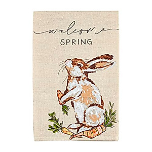 Mud Pie Painted Spring Hand Towel, Welcome, 21" x 14"