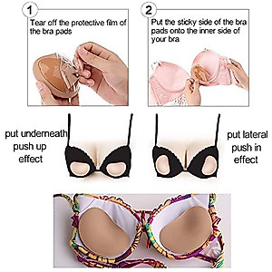 Silicone Bra Inserts Pads Self-Adhesive Bra Enhancer Breathable Push Up Bra Pads Lift Breast Pads (Beige - 3 pairs)