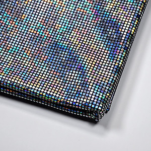 Yutone Stretch Knit Fabric 57inch Wide Decoration, Apparel, Costume Sewing Quilting Apparel Crafts Décor by Yard (Iridescent Hologram Silver 1Yard)