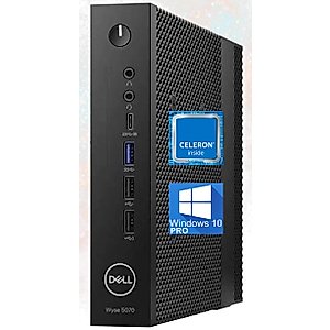 Dell Wyse 5070 Mini Desktop PC, Intel Celeron J4105 upto 2.5GHz, 16GB RAM, 128GB M.2 SSD + 16GB eMMC HDD, USB 3.1, WiFi, Bluetooth, DisplayPort 4K UHD 2-Monitor Support, HDMI - Windows 10 Pro(renewed)