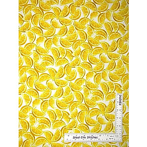 FlashPhoenix Quality Sewing Fabric – Lemon Fruit Fabric Wedge Kitchen White Lemon Fresh 100% Cotton Size; 36" x 44" by The Yard