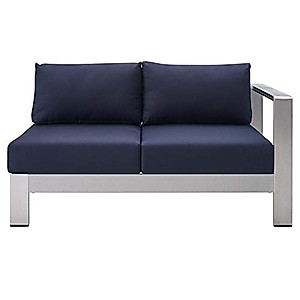 Modway EEI-4222-SLV-NAV Shore Sunbrella Patio Right-Arm in Silver Navy