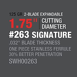 Swhacker Levi Morgan Series 2-Blade All Steel Broadhead 1.75" 125 Grain Pack.