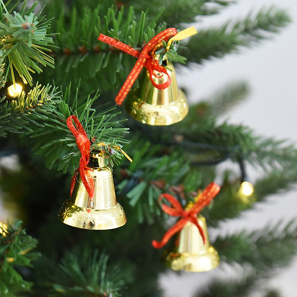 ULTNICE 9 Pcs Christmas Tree Small Golden Bells Festival Hanging Pendant Decor