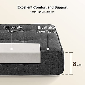 Aiho Sleeper Sofa Bed, Memory Foam Futon Sofa Bed, Floor Sofa Convertible Chair Bed Couch Bed, Modern Linen Fabric Removable Cover, for Living Room/Apartment/Loft, Dark Grey