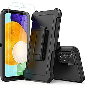 TENCO Compatible with Samsung Galaxy A52 5G Case,with Screen Protectors,Heavy Duty Rugged Shockproof Full Body Protection Kickstand Case with Belt Clip Holster for Samsung Galaxy A52 5G(Black)