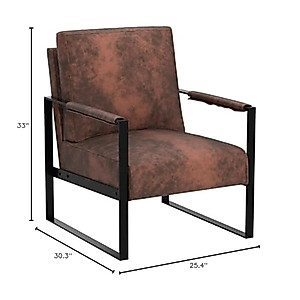 US Pride Furniture Iconic Mid Century Modern Accent Chair with Open Square Metal Frame and Luxurious Upholstery, Comfortable Armchair for Living Room, Bedroom, and Home Office, Microfiber, Brown