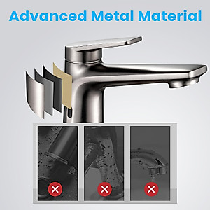 GOESMO Bathroom Faucet with Built-in Soap Dispenser, Single-Handle Adjustable Hot & Cold Water Temperature, Short & Long Sensor Modes, Touchless Automatic Basin Sensor Faucet Sink 1 or 3 Hole 29101/BN