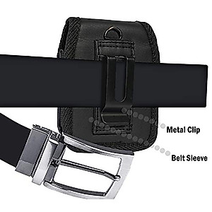 Case for RAZR Flip Phone, Nakedcellphone Black Vegan Leather Vertical Pouch [with Belt Loop, Metal Clip, Magnetic Closure] for Motorola Moto RAZR+ 2023/2020/2019