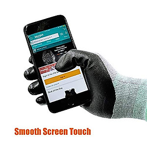Ultra Durable Safety Work Gloves for Women Men, Seamless Knit Non-Slip Elastic Nylon Gloves, Power Grip, 3D Comfort Stretch Fit, Smart Touch Screen, Breathable, Abrasion, Antistatic, Small