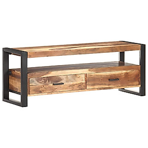 vidaXL TV Stand, TV Unit for Living Room, Sideboard with Shelf, TV Console Media Unit Cupboard, Industrial Style, Solid Wood with Honey Finish