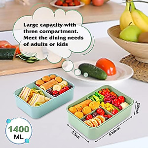 MYSEXY Bento Lunch Box for Kids and Adults with 3 Compartment Leak Proof Lunch Boxes for Men Women Food Containers with Spoon Fork Knife Chopsticks - 1400 ML (Khahi)