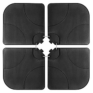 SUPER DEAL 4-Piece Heavy Duty Cantilever Offset Patio Umbrella Base, Water/Sand Filled Square Umbrella Stand 4 with Easy-to-Fill Spouts for Garden, Backyard and Poolside Black