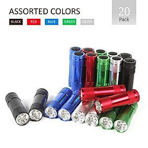 FASTPRO 20-Pack Aluminum 6-LED Flashlights Set with Lanyard and AAA Batteries Included and Pre-Installed